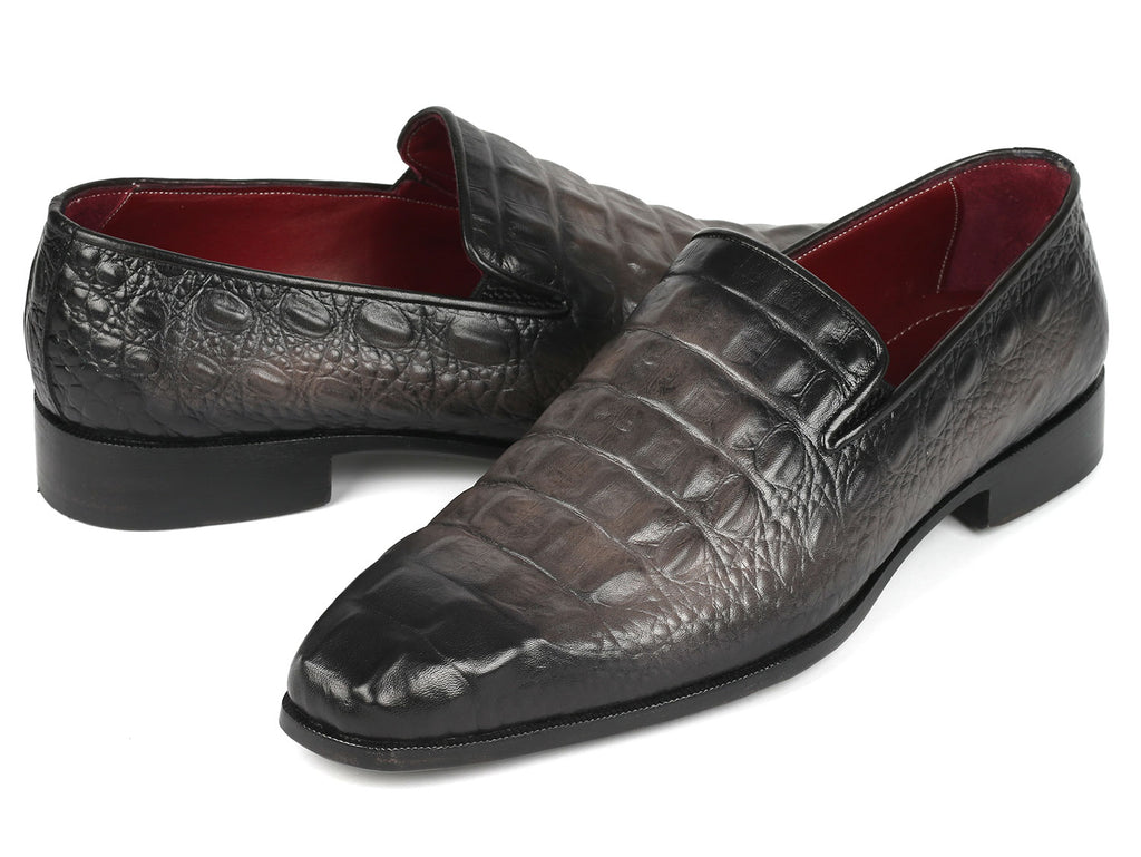 Paul Parkman Gray Crocodile Embossed Calfskin Loafers (ID#5576-GRY ...